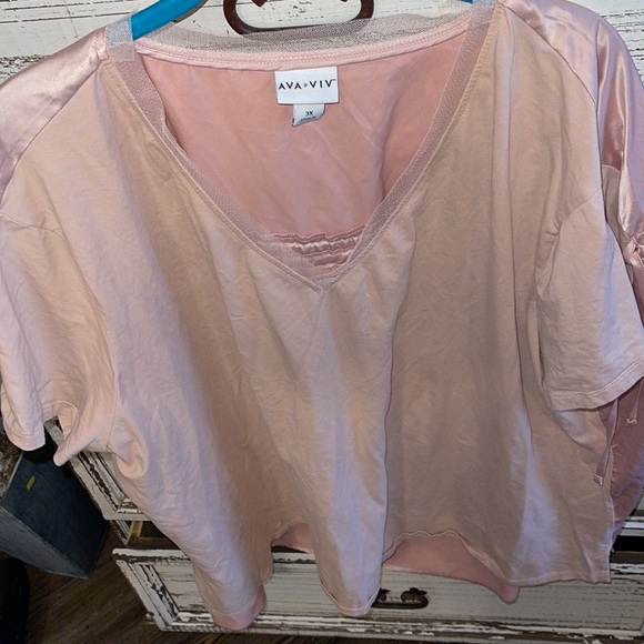 Ava & Viv | Tops | Ava Viv Blush Pink Shirt Lace Vneck And Back Is ...